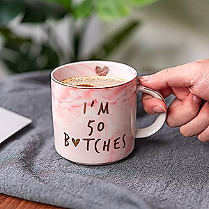 I'm 50 - Funny 50th Birthday Gifts for Women - Best Turning Fifty Year Old Birthday Gifts Ideas for Women, Wife, Mom, Daughter, Sister, Aunt, Best Friends, BFF, Coworkers, Her - Ceramic Coffee Cup