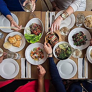 EasyDancing Salad Dessert Plate 7.5inch White Porcelain Dinner Set of 6 with Round Flat Design Good for the Gift