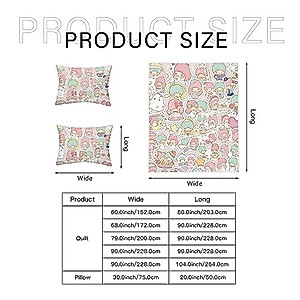 RODES 3pcs Little Twin Stars Duvet Cover, Twin Bedding Sets, Kawaii Bedding, Anime Comforter Bedspread Quilt Cover, Kawaii Beding Gifts for Teenage Boys Girls, 2 Pillow Sham