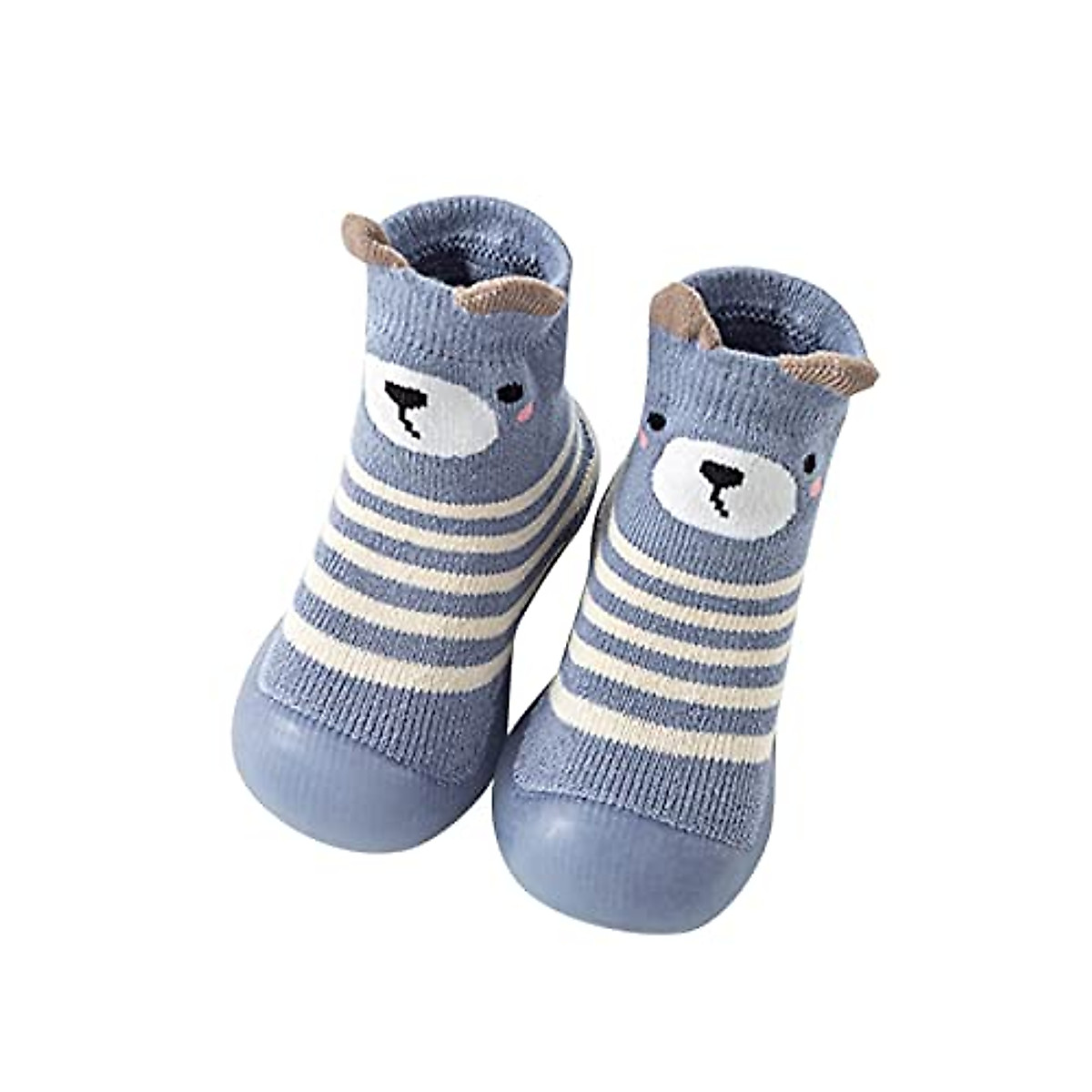 Infant Boys Girls Animal Cartoon Socks Shoes Toddler Fleece WarmThe Floor Socks Non Slip Prewalker Shoes 9t Girls Shoes (Light Blue, 6-12 Months)