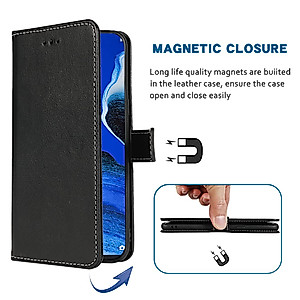 FDCWTSH Compatible with Oppo Reno 2Z Wallet Case Wrist Strap Lanyard and Leather Flip Card Holder Stand Cell Accessories Phone Cover for Oppo Reno2 Z/Reno2 F CPH1945 CPH1951 Women Men Black