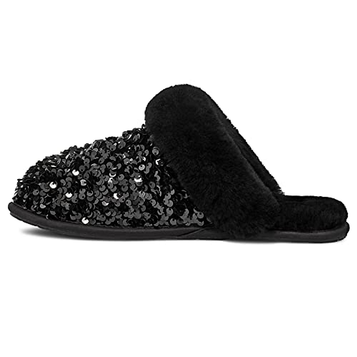 UGG Women's Scuffette Ii Chunky Sequin Slipper, Black, 5