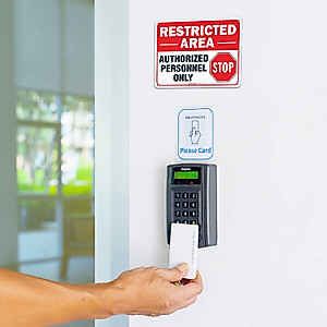 (6 Pack) Restricted Area Sign Authorized Personnel Only, Do Not Enter Sign, 10 x 7 Inches .40 Rust Free Aluminum, UV Protected, Weather Resistant, Waterproof, Durable Ink，Easy to Mount