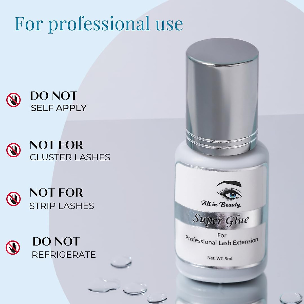 Eyelash Extension Super Glue,Fast Drying,Long Lasting False Eyelash Adhesive, Lash Extension Supplies for Professionals Eyelashes Artists,Powerfull Adhesive, Less Than 1 Second Drying time (5ml)