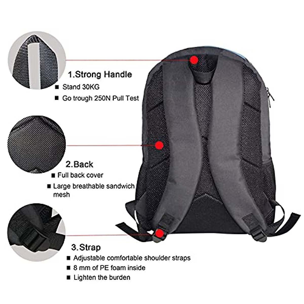 Wanyint Shark Animal Print School Backpack Blue Elementary Teen Kids Book Bags Lunchbox Pencil Case Pouch, Lightweight Back Pack Messenger Bag