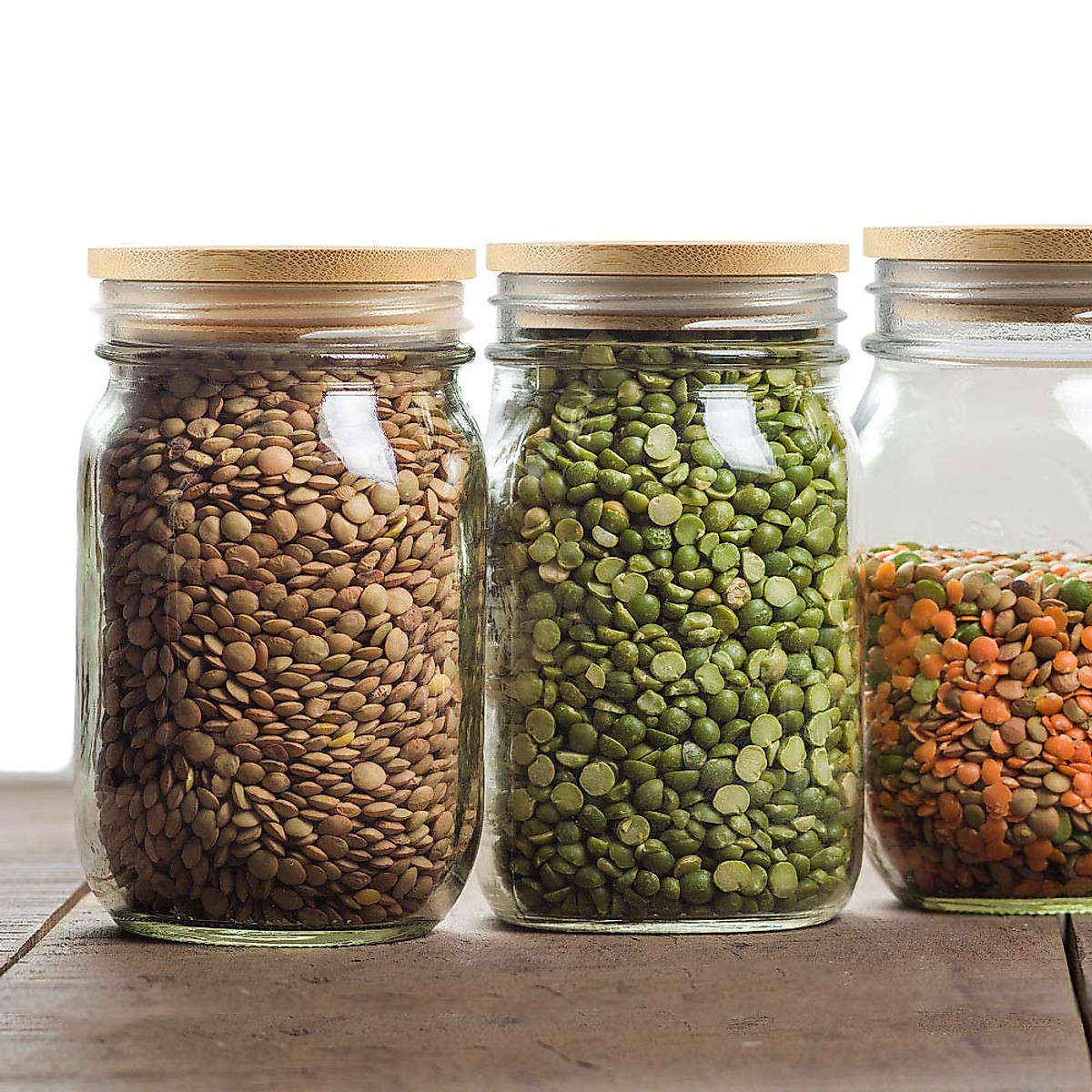 Picowe 6 Pack Bamboo Lids for Wide Mouth Mason Jar Storage Canning Jar Lids Ball Jars(Jars not included)