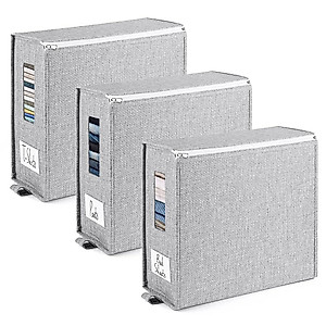 Homaisson 2-Pack Shoe Storage Organizer for Closet, Large Shoe Box Storage + 3 Pack Bed sheet organizers and storage, Foldable Sheet Set Organizers for Linen Closet (Khaki+Grey)