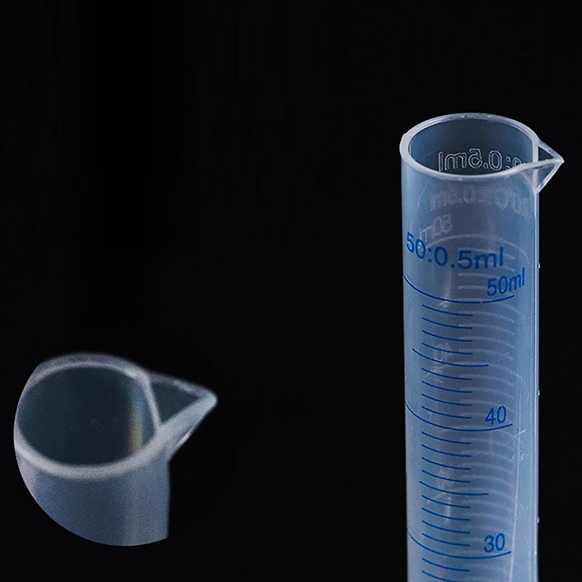 2 Pcs Plastic Measuring Graduated Cylinders Transparent Graduated Cylinder Beaker Lab Test Tube Liquid Measuring Tool with 2 Sided Marking 50 ml