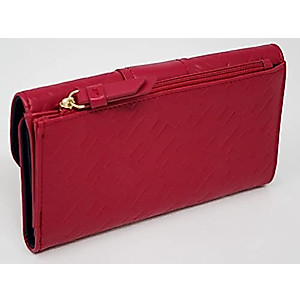 Tommy Hilfiger Women's Red Logo Debossed Checkbook Wallet Clutch Bag