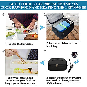 Portable Oven 12V Personal Food Warmer,Car Heating Lunch Box,Electric Slow Cooker For Meals Reheating & Raw Food Cooking for Road Trip/Office Work/Picnic/Camping/Family gathering(12V) (Black)