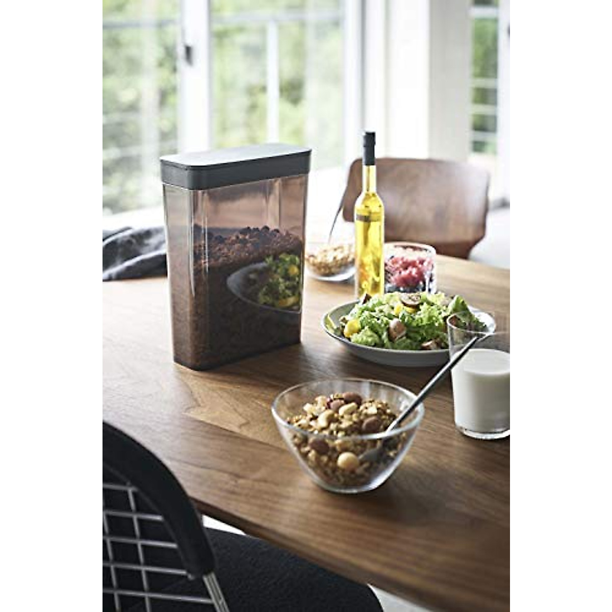 Yamazaki Home Tower Airtight Dry Food Storage Container With Sliding Lid | Kitchen & Pantry Organization | Cereal, Grains, Pasta, And Flour - Abs Plastic - 9.5 Cups, 2.3 Liters