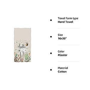 Naanle Cute Rabbit Butterfly and Bee Flowers Easter Pattern Soft Absorbent Guest Hand Towels Multipurpose for Bathroom, Hotel, Gym and Kitchen (16" x 30",Beige)