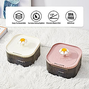 JEERAMIA 85oz/2.5L Cat Water Fountain, Ultra Quiet Pet Water Dispenser with Smart Pump and 3 Replacement Filters, Automatic Flower Fountain for Dog & Cat (Pink)