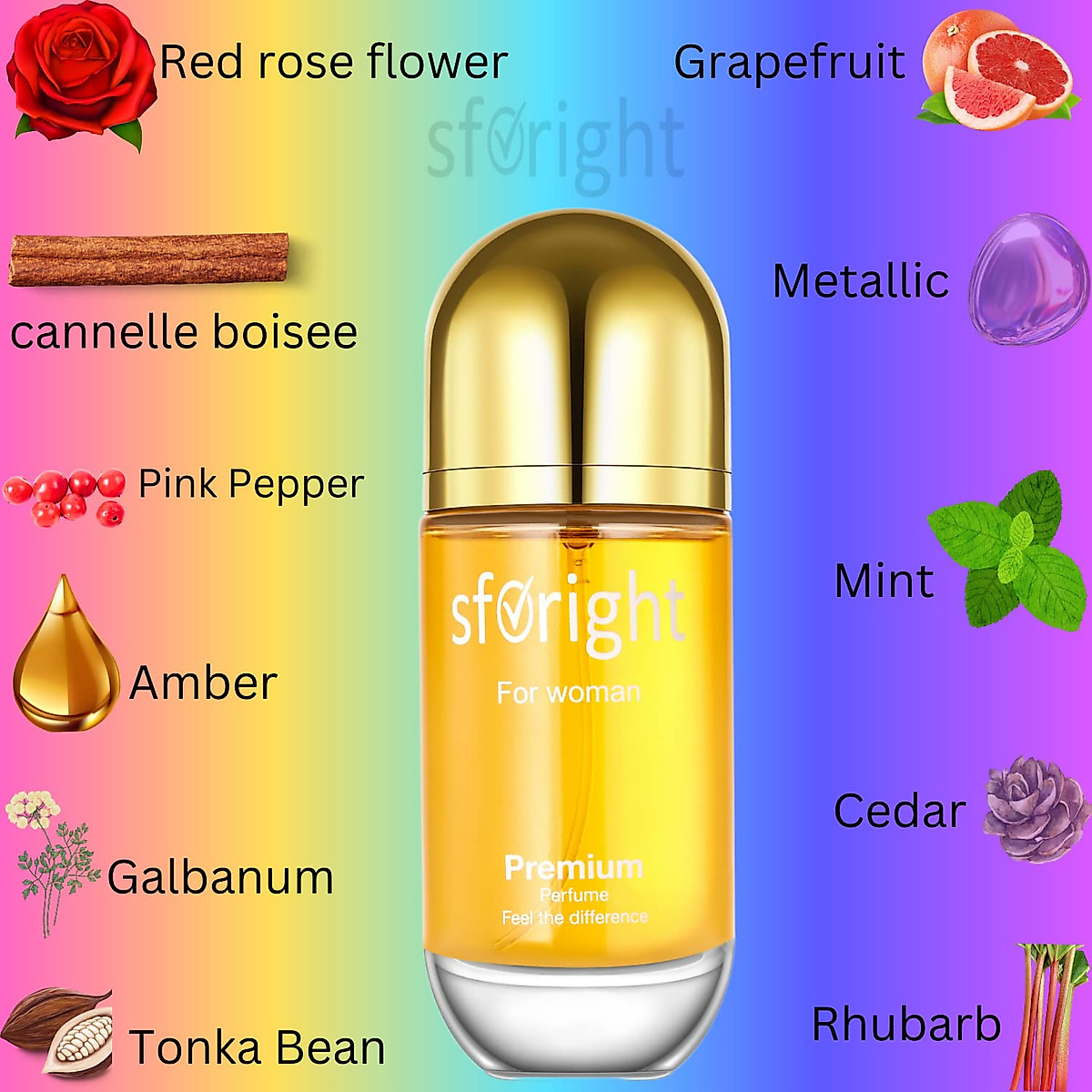 sfright Caroline Herrera Rose Inspired Fragrance For Women - Bubbly Rosé, Peach Blossom, Jasmine - Fresh, Dynamic, Sensual - Day and Night Wear - Edp Spray 3.04 Oz