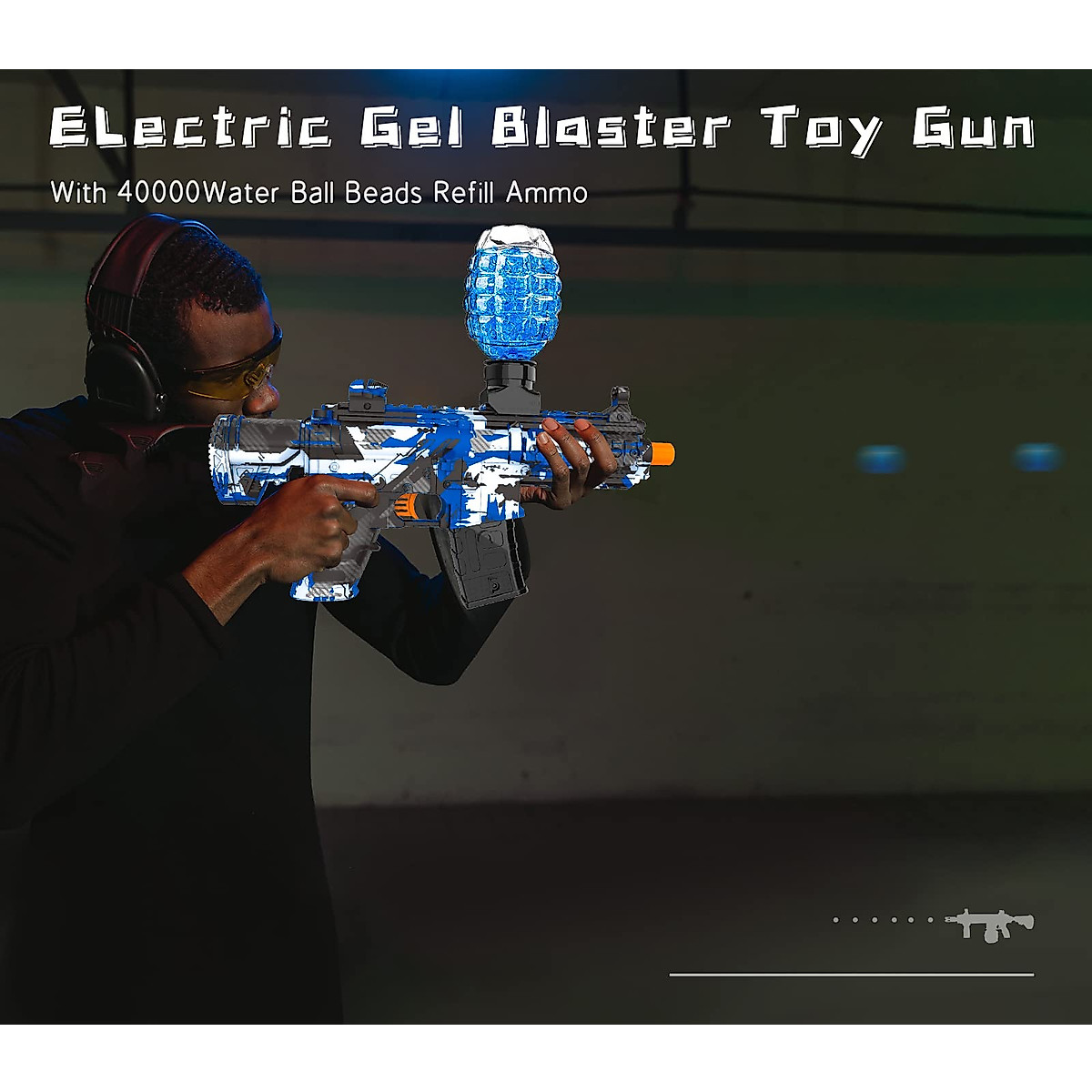 Electric Gel Ball Blaster, High Speed Automatic Splatter Ball Blaster with 40000+ and Goggles, JIFTOK Rechargeable Splatter Ball Toys for Outdoor Activities Shooting Game Party Favors-Blue