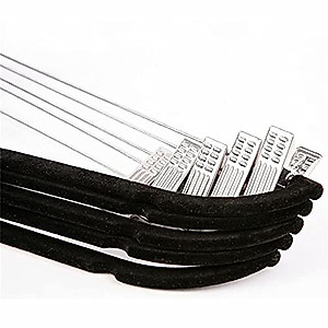 10 Pack Velvet Skirt Hangers with Clips, Velvet Pants Hangers for Suits, Trouser , Skirts, Coat, Dresses, 360 Degree Swivel Hook (Black)