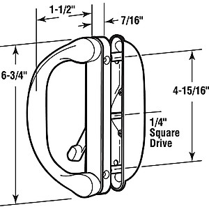 Prime-Line C 1275 Sliding Door Handle Set with Latch, White, 1-Pack