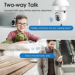 Yihoume Upgraded,Wireless Light Bulb Security Camera, 360°Panoramic 2K Surveillance Cam 2.4GHz Camera with Motion Detection Alarm Night Vision Two-Way-Talk Phone Remote View Indoor