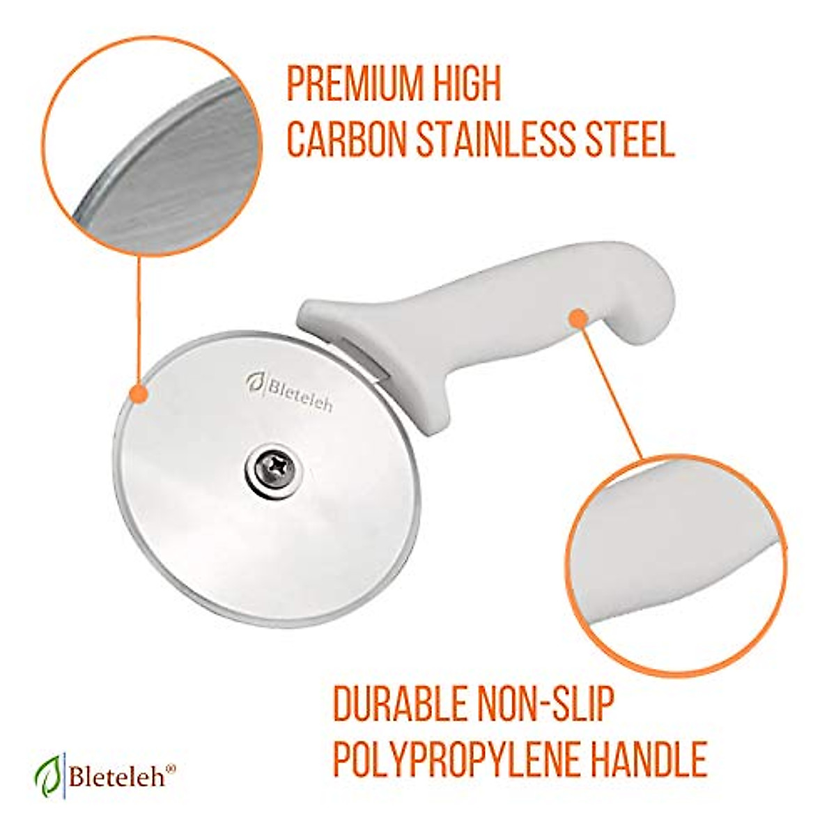 Bleteleh Pizza Cutter, Pastry Cutter, Professional Food Service Quality, 4-inch Stainless Steel Wheel Blade