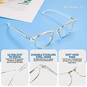 Nipukt Eyewear Frames, Blue Light Glasses Lightweight, Computer Gaming/Phones/TV Glasses, Office/Outdoor Glasses for Women or Men, Anti Eyestrain Glasses, Clear Gold Frame