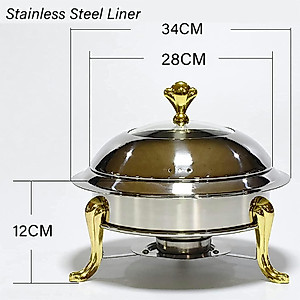 FLTRGO Food Warmer for Parties Buffets, Food Warming Tray Chafing Dish Buffet Set, Round Durable Chafer and Buffet Warmer Set, Stainless Steel Chafer for Kitchen Party Dining Buffet