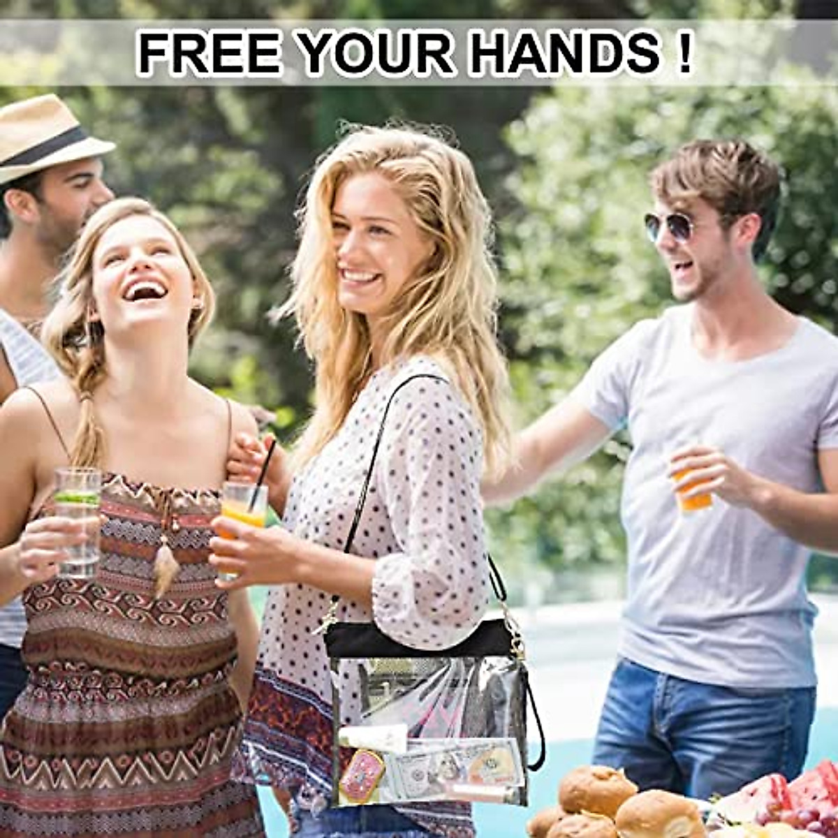 Dotpraise Clear Crossbody Purse Bag Stadium Approved with Extra Wristlet for Concert, Security & Sporting Event