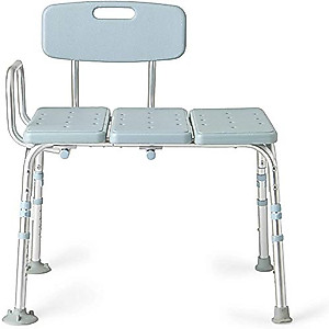 Medline Tub Transfer Bench With Microban Protection, for Use as A Shower Bench or Bath Seat, Light Blue