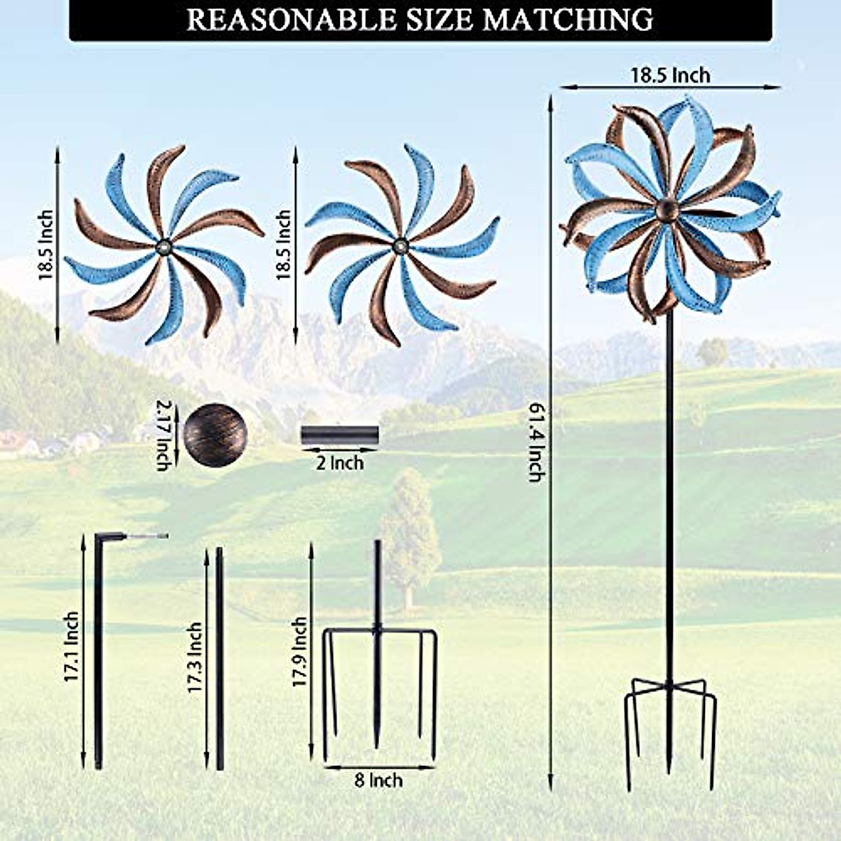 Wind Spinner, Premium Kinetic Wind Sculpture Metal Windmill for Outdoor Yard Patio Lawn & Garden