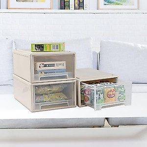 Neadas 13 Quarts 3 Packs Plastic Stacking Storage Drawers, Plastic Storage Drawer Unit