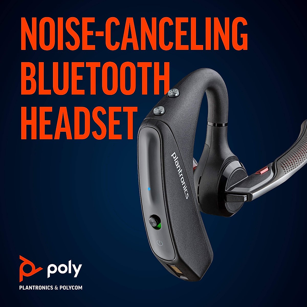 Poly Voyager 5200 Wireless Headset (Plantronics) - Single-Ear Bluetooth Headset w/Noise-Canceling Mic - Ergonomic Design - Voice Controls - Lightweight - Connect to Mobile/Tablet via Bluetooth