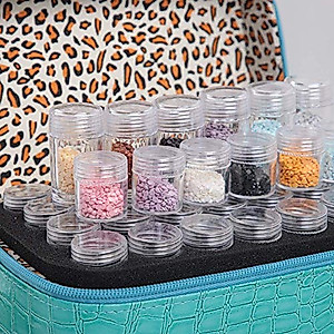 84 Slot Diamond Storage Box, PU Diamond Painting Storage Container Portable Nail Glitter Powder Art Craft Jewelry Beads Sewing Pills Storage Case Holder DIY Embroidery Beads Organizer Zipper Handbag