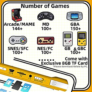 Handheld Game Console 3.5inch Mini Retro Gaming Player 700 Classic Games Preinstalled IPS Screen Rechargeable Game Consoles Box for Kids Boys Children(Yellow)