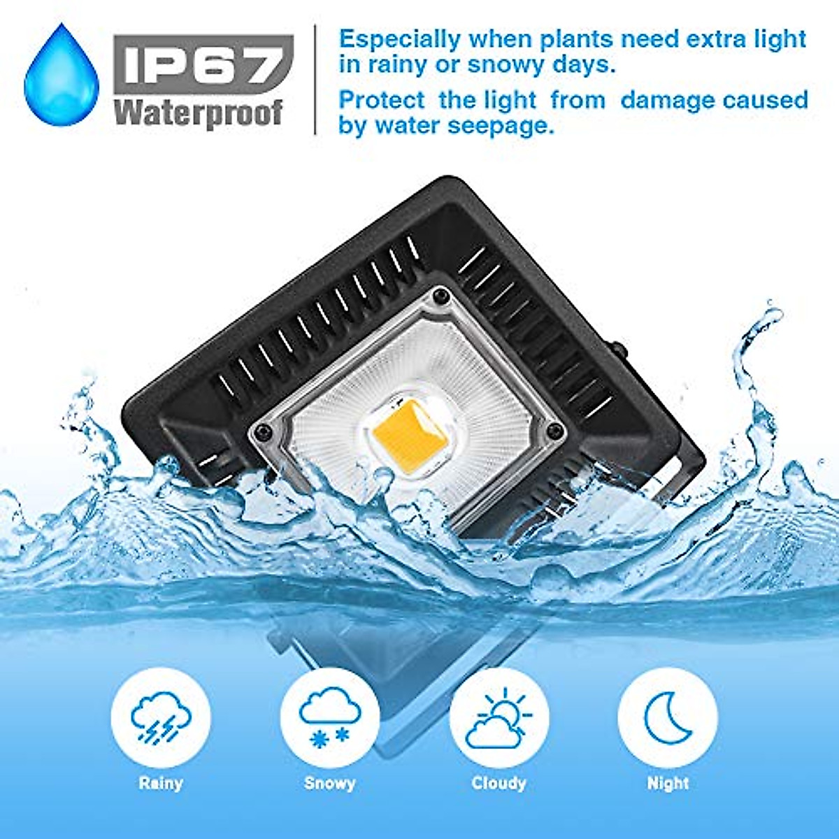 Relassy 150W Waterproof Plant Light, Outdoor Grow Light,Sunlike Led Grow Light,Full Spectrum LED Grow Lamp,Without Noise,Ultra Thin,Heat Dissipation,for Seedling Growing Blooming Fruiting