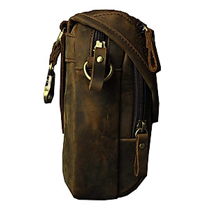 Vintage Leather Phone Belt Bag Waist Pack for Outdoor Travel Flip Phone Case Holster Bum Fanny Pouch Money Coin Purse Wallet Small Shoulder Pocket