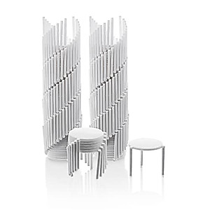 Party Essentials Disposable Plastic Pizza Stands/Savers/Tripod Stacker/Catering Boxes and Food Take Out, Pack of 200, White