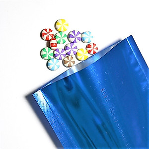 100x Premium Shiny Blue Mylar Foil Open Top Bags (6x9cm (2.3x3.5"))