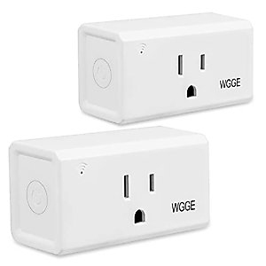 Smart Plug, WGGE WiFi Smart Plug Outlet Compatible with Alexa or Google Assistant, APP Remote Control Anywhere, Timer Function, No Hub Required, 2.4 Ghz Network Only (White / 2 Pieces)