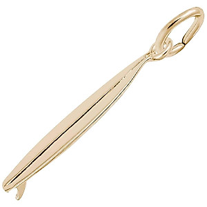 Rembrandt Charms Surfboard Charm, Gold Plated Silver