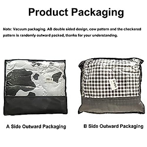 PERFEMET Cow Print Bedding Comforter Set Cartoon Milk Cow Print Bedding Set Reversible Plaid Grid Bed Sets for Kids Teens Boys Girls (Twin/Twin XL Size, Black and White)