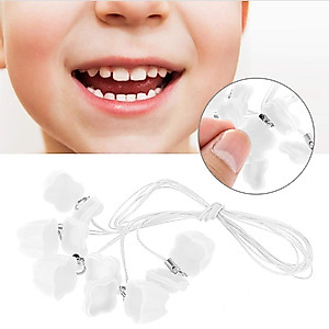 ANGGREK Milk Tooth Saver Necklaces, 5pcs Plastic Baby Milk Tooth Storage Box with Rope Tooth Saver Necklaces(White)