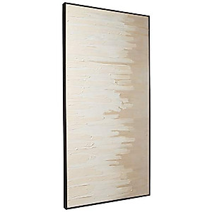 Signature Design by Ashley Jennaya Modern Abstract Framed Hand Painted Wall Art, 60 x 30, Beige, Living Room