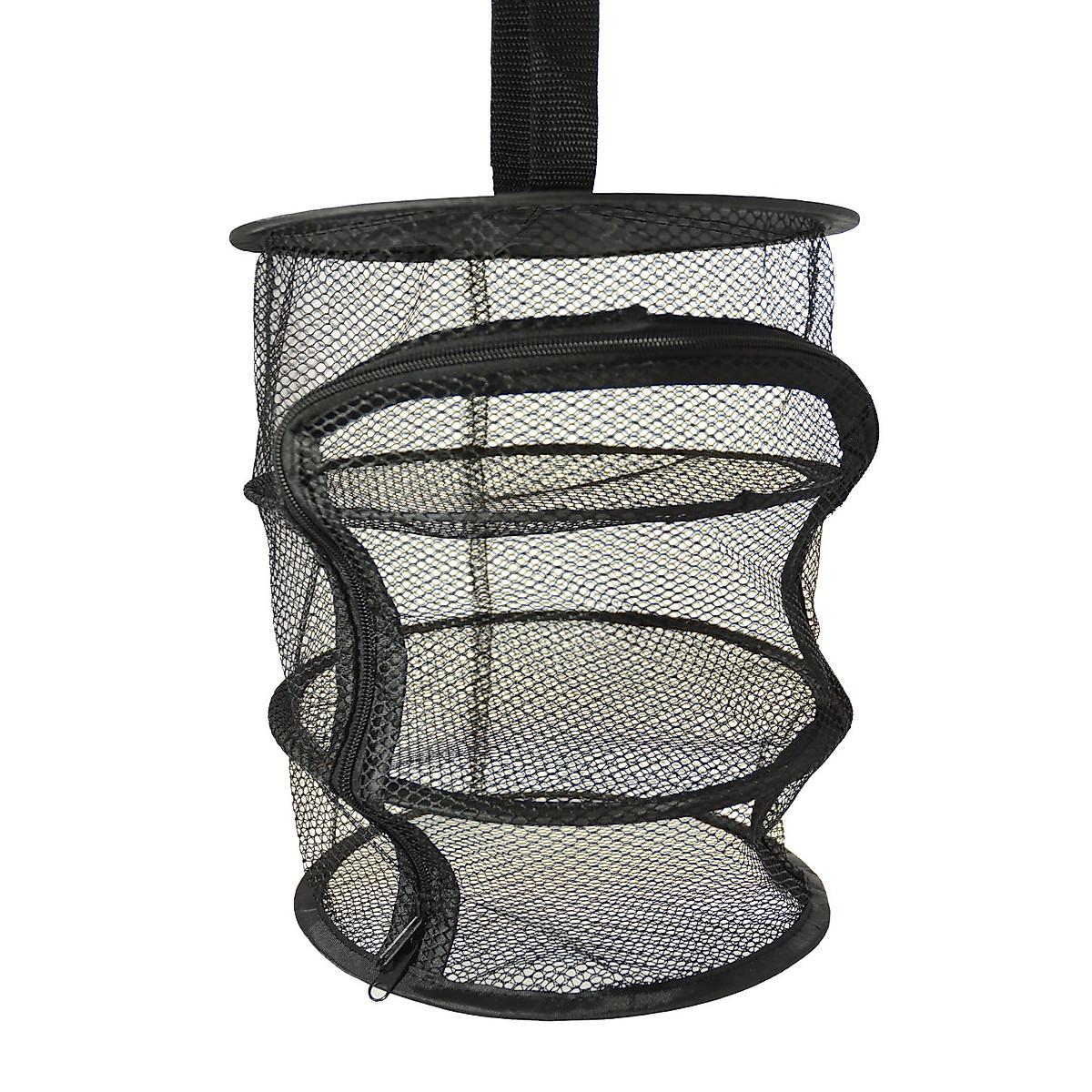 Natural Buy 9 Inch 3 Level MICRO Hanging Dry Net Indoor/Closet Drying Rack for Herbs, Organizer, Freshner - Black Mash Screen with Top-to-Bottom Zipper - Apartment Size with Zipped Storage Pouch