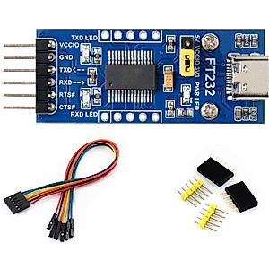 waveshare FT232 USB-C to UART (TTL) Communication Module USB-Type C Connector, Compatible with 3.3V/5V Logic Level, Support Linux Android Wince Windows 7/8/8.1/10/11, etc.
