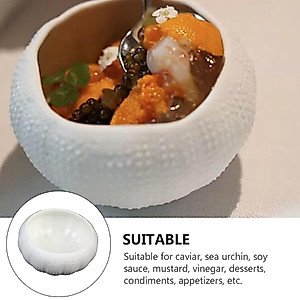 Angoily Ceramic Sea Urchin Bowl 2pcs Small Seasoning Bowl Kitchen Dipping Dish Restuarant Serving Bowl for Nuts Sauce Caviar Appetizer Ice Cream Snack Side Dishes Yogurt
