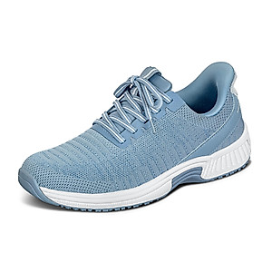 Orthofeet Women's Orthopedic Blue Knit Kita Hands-Free Sneakers, Size 8.5