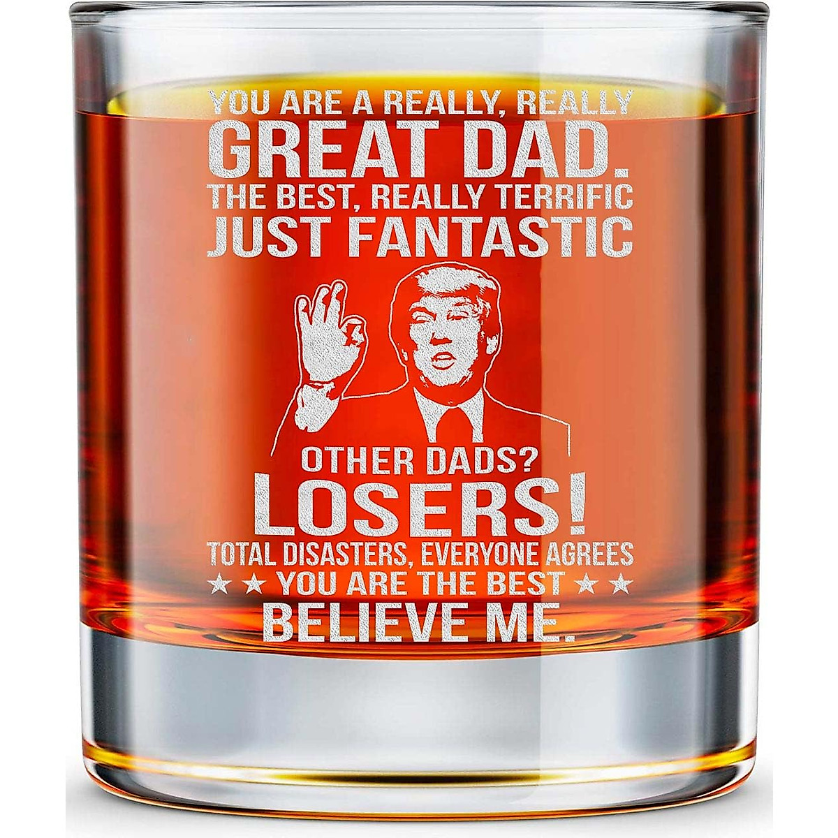 BETHEGIFT Gifts for Dad from Daughter, Son - Dad Christmas Gifts - Birthday Gifts for Dad - Dad Birthday Gift Ideas - Cool Gifts for Dad - Present for Dad 10oz Whiskey Rock Glass