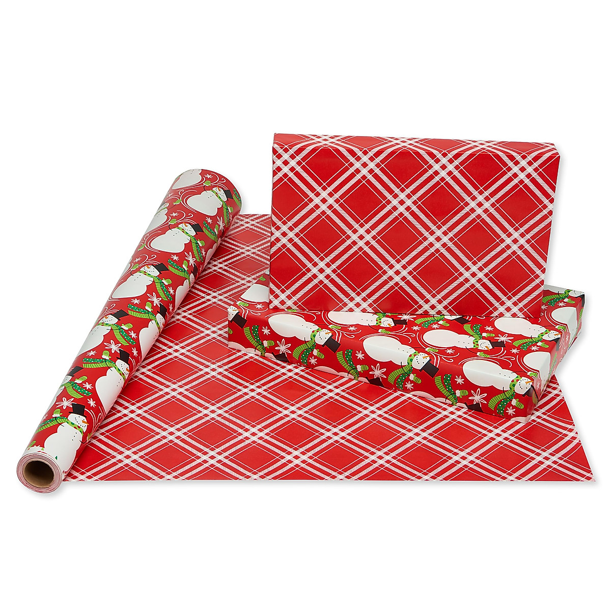 American Greetings Christmas Reversible Wrapping Paper Jumbo Roll, Snowflakes (1 Roll, 175 sq. ft.)