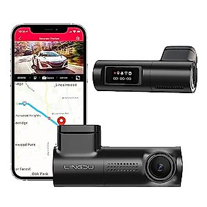 LINGDU D100 Smart Dash Cam Front for Cars, 2.5K Dash Cam with WiFi GPS, Car Camera with 0.96" LCD Display, Voice Control, Night Vision, WDR, Parking Mode, Loop Recording, G-Sensor, 150° Wide Angle