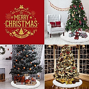 Christmas Tree Skirt, White Plush Faux Fur Xmas Tree Skirt,Holiday Party Christmas Decorations, 48 inch