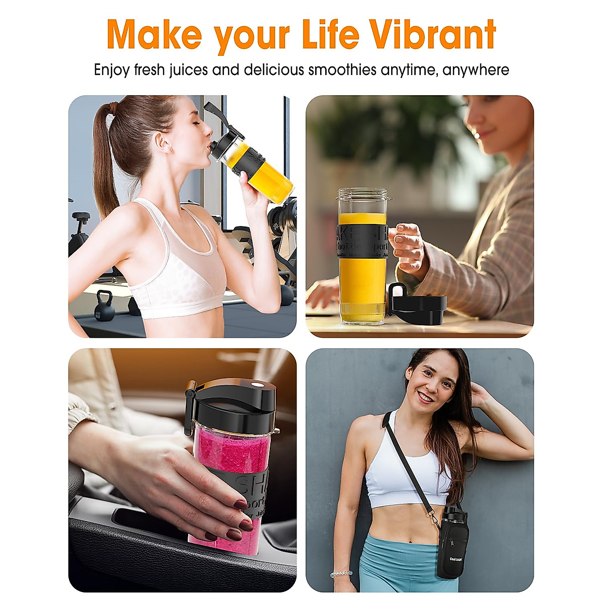 COOL KNIGHT Personal Blender, 500W Portable Blender for Shakes and Smoothies, 10 Pieces Personal Smoothie Blender Set, With 2 * 20 oz Travel Mugs, Carrier Bag, Cooler Stick and Lemon Juicer.BPA Free